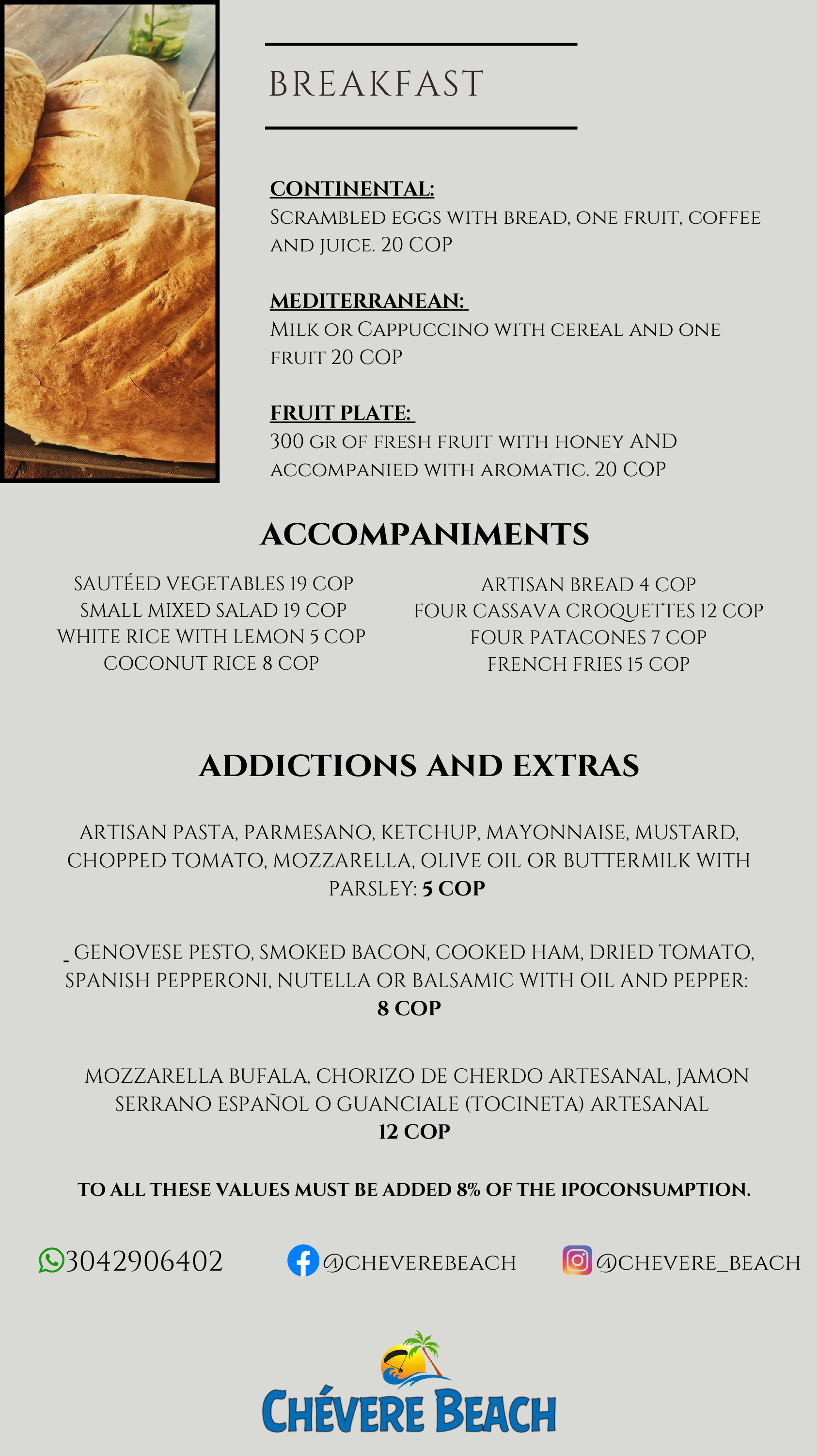 Chévere Beach - Menu Chevere Beach